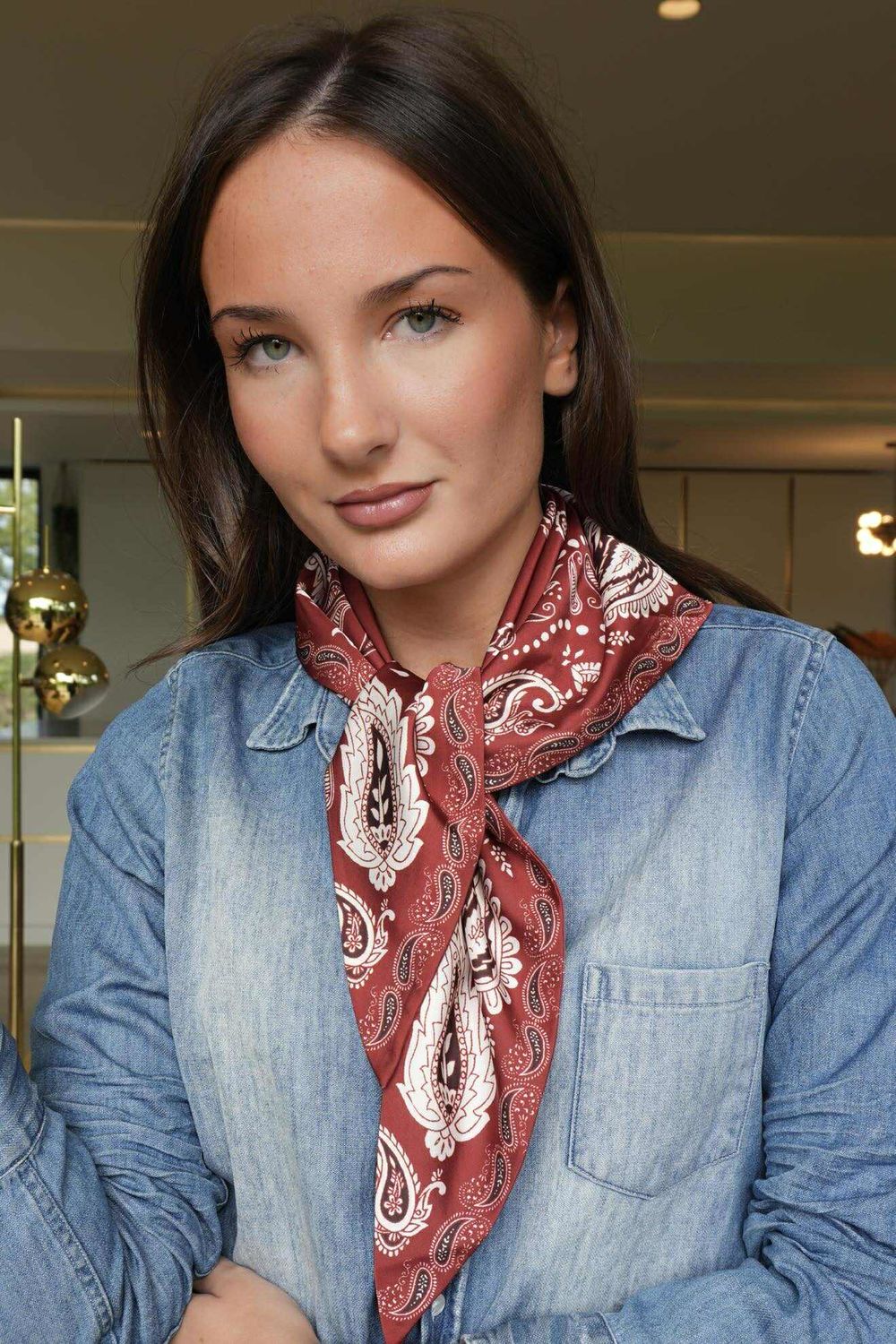 Bandana Triangle Silk Neckerchief Deep Rust