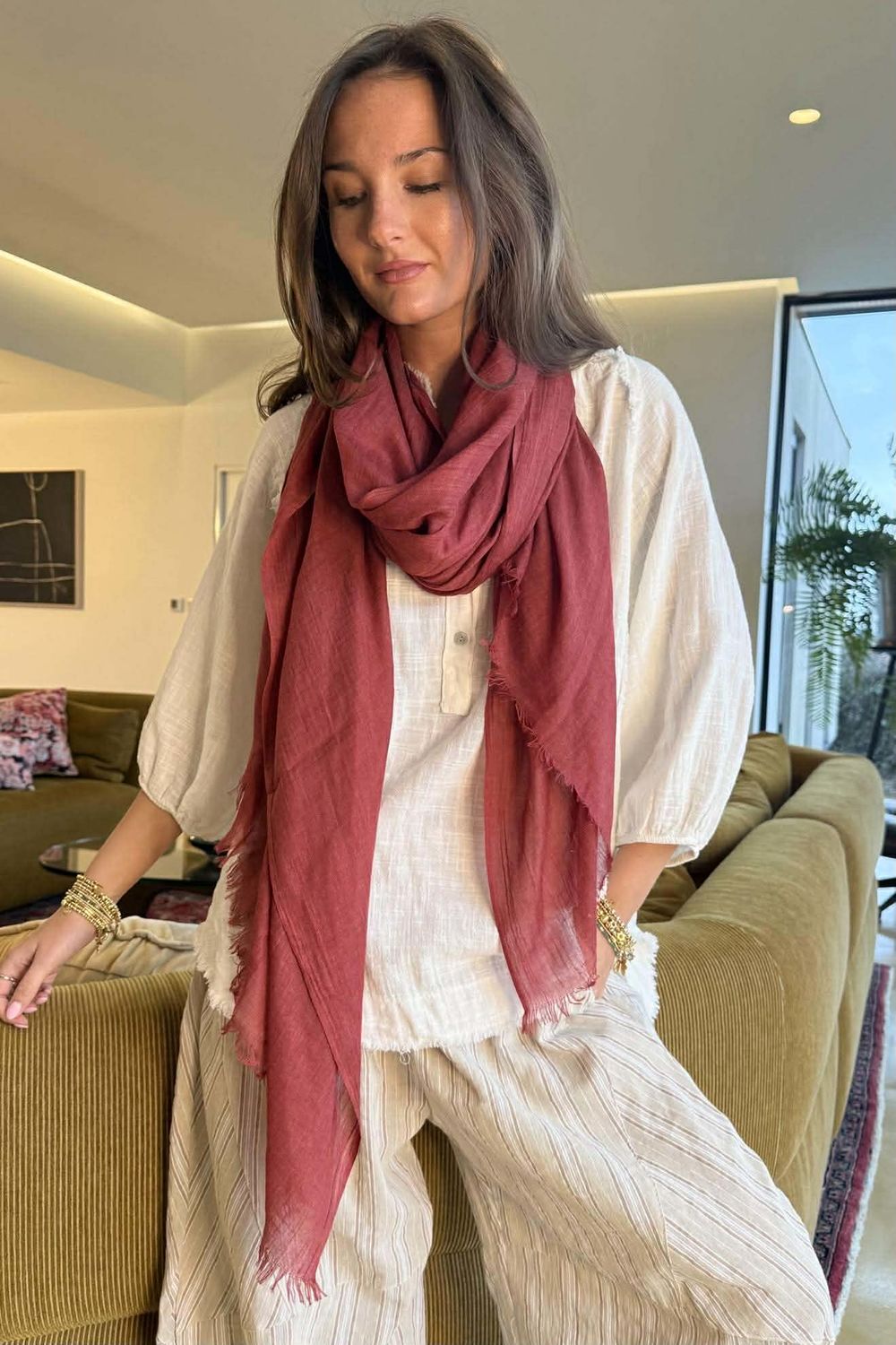 Classic Portobello Scarf Indian Red