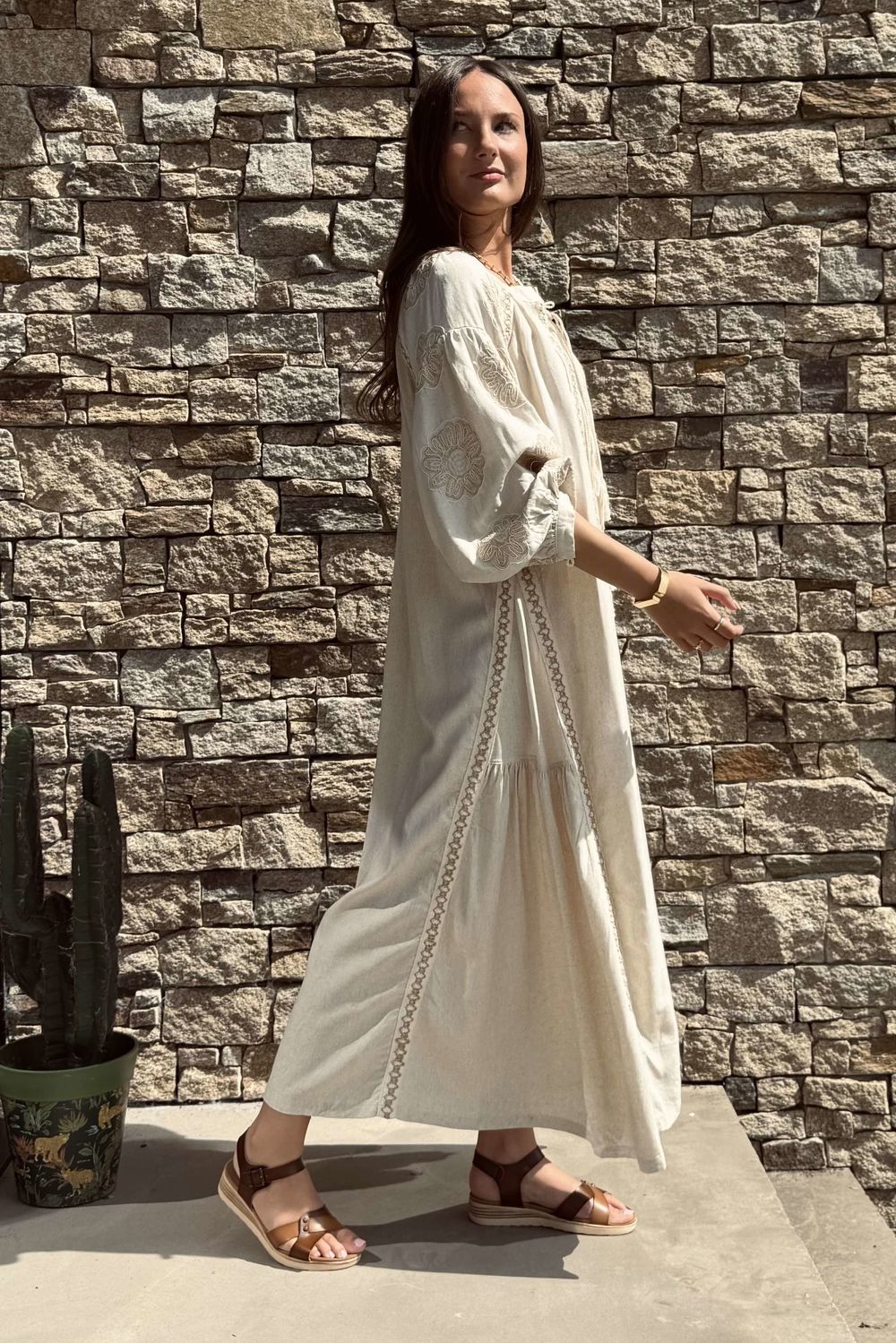 Laundry B Joni Linen Blend Province Dress Naturals