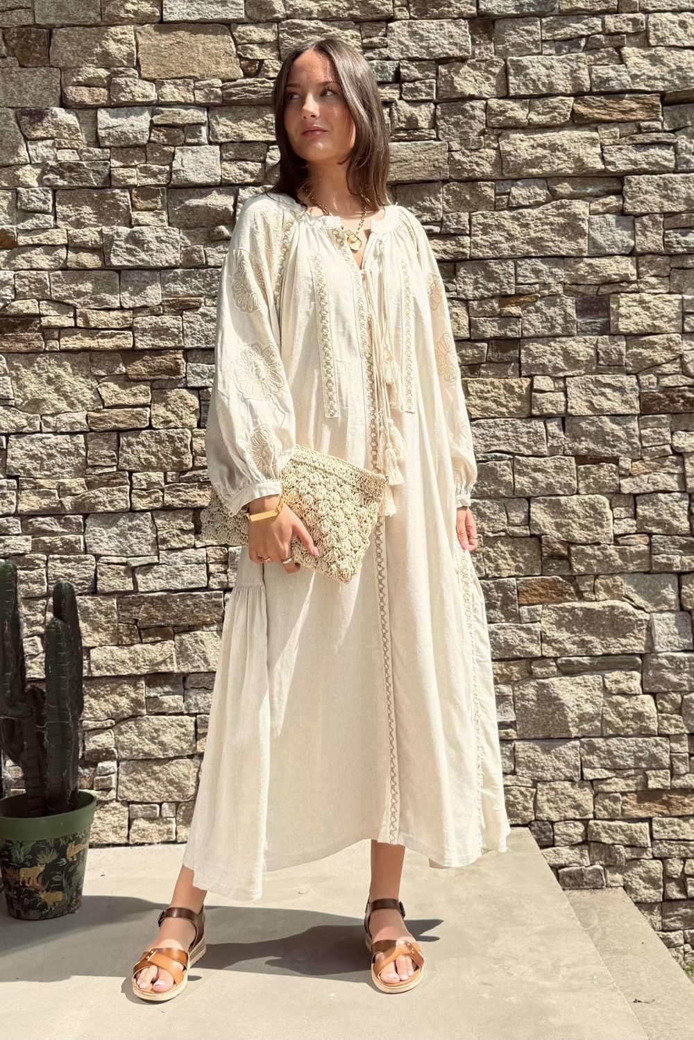 Laundry B Joni Linen Blend Province Dress Naturals