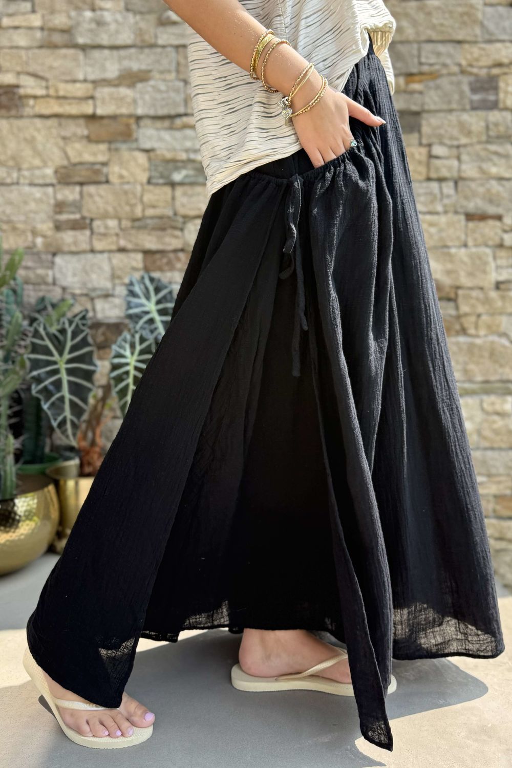 Rustic Nature Pure Cotton Swagger Skirt Black /20