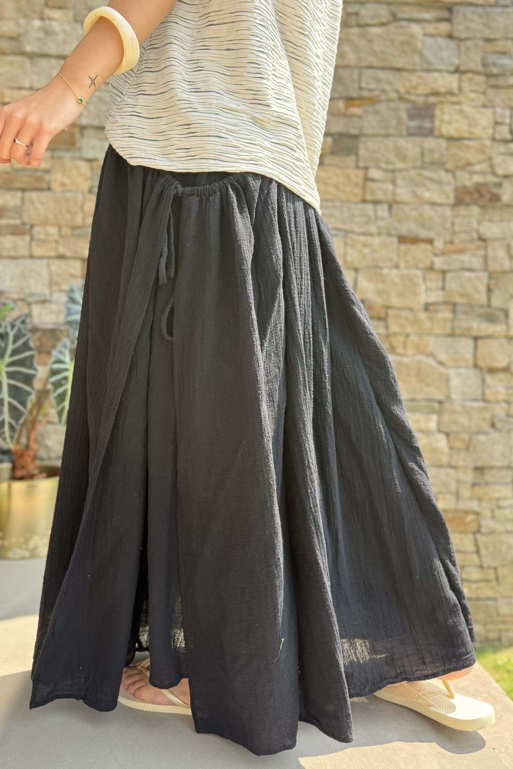 Rustic Nature Pure Cotton Swagger Skirt Black /20