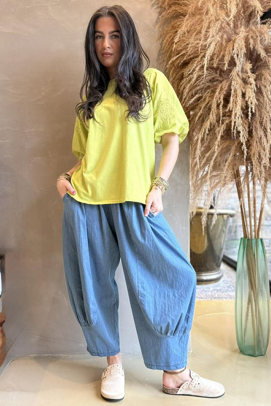 Atik Bubble Sleeve Top Kiwi