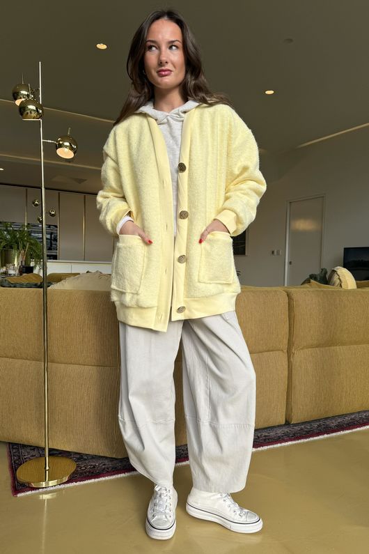 Beach Walk Fleece Cardigan Lemon /1=