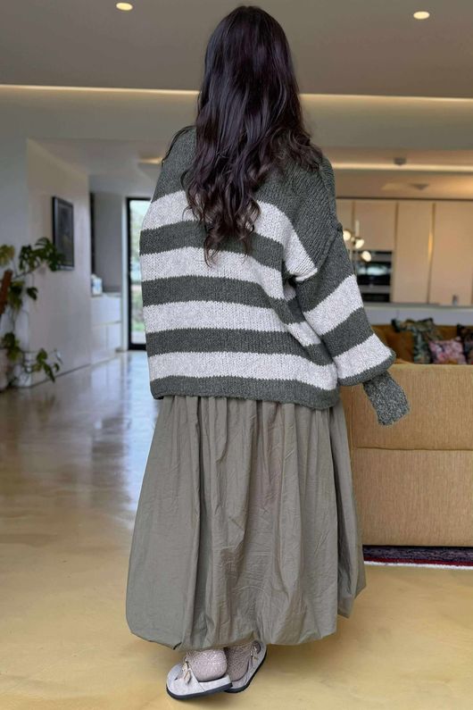 Big Softie Block Stripe Cobain Knit Khaki | Laundry B