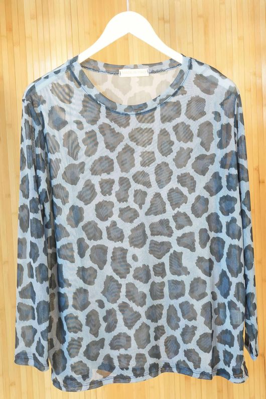 Bobby Mesh Layering Top Leopard Navy