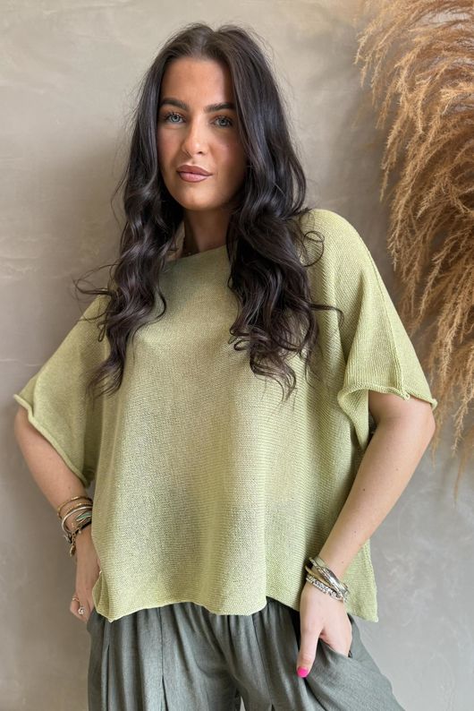 Conrad Box Cotton Knit Soft Olive
