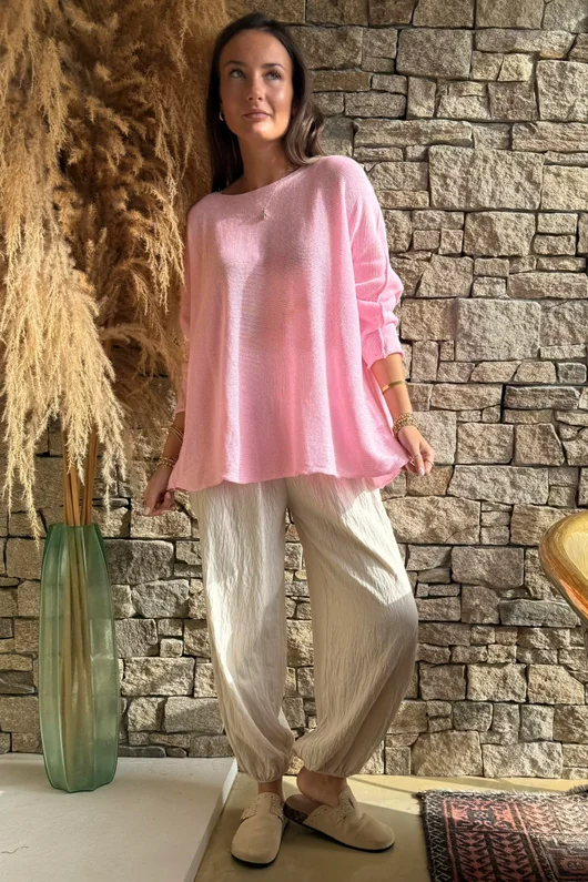 Conrad Slouch Cotton Knit Sugar Candy