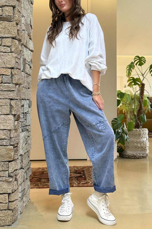 Duran Tab Barrel Leg Jean Vintage Wash Denim