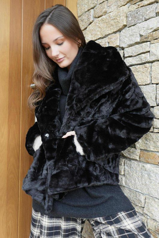 Finnick Luxury Faux Fur Waterfall Jacket Black