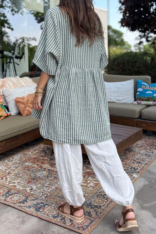 Hamptons Weekend Peasant Tunic Khaki