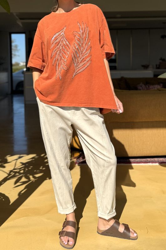 Laundry B Vintage Fade Feather Tee Rust /10