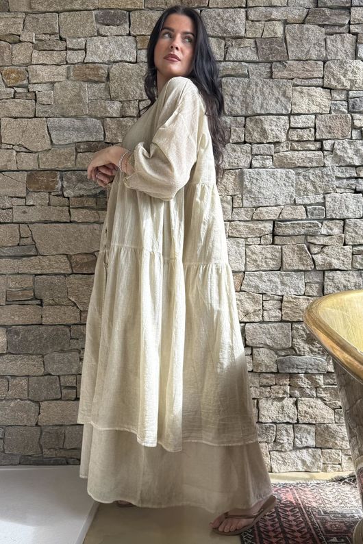 Lenni Cotton Midi Over Shirt Washed Sandstone