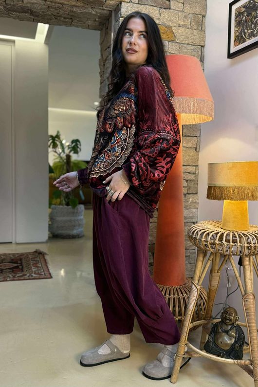 Lomi Mandala Stretch Velour Sweatshirt Beetroot | Laundry B