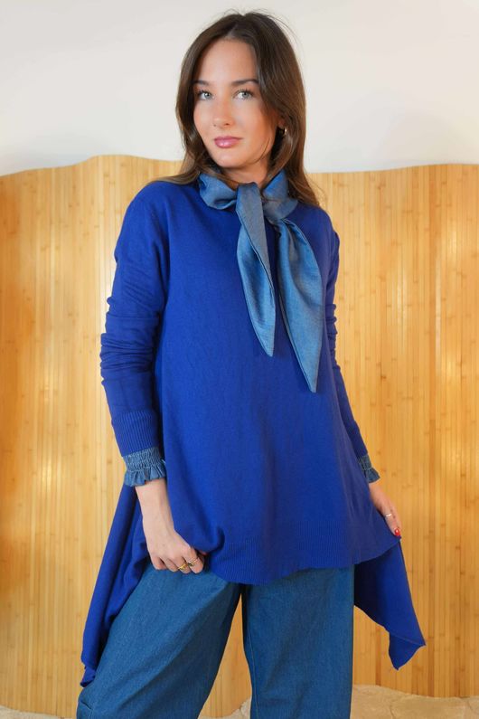 Mabel Dip Side Stretch Fine Knit Lapis /30=