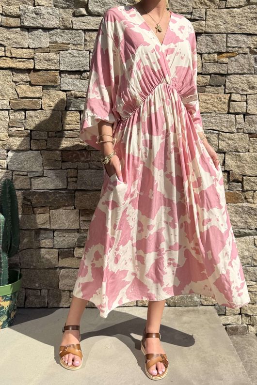 Made in Italy Pinto Split Side Dress Rose