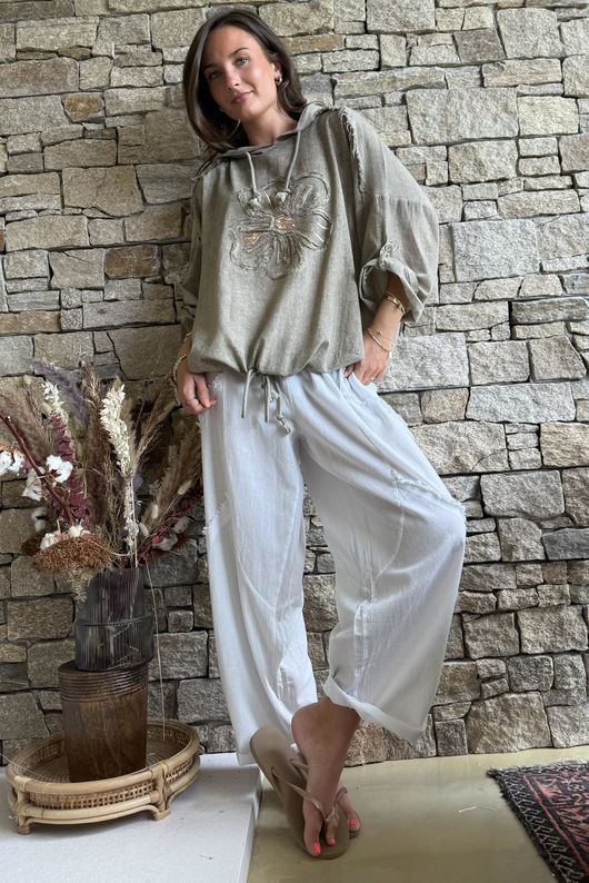 Rustic Nature Linen Blend Hippie Shake Hoodie Washed Walnut