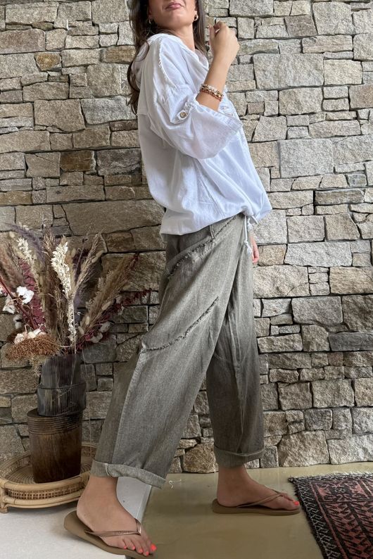 Rustic Nature Linen Blend Hippie Shake Hoodie White