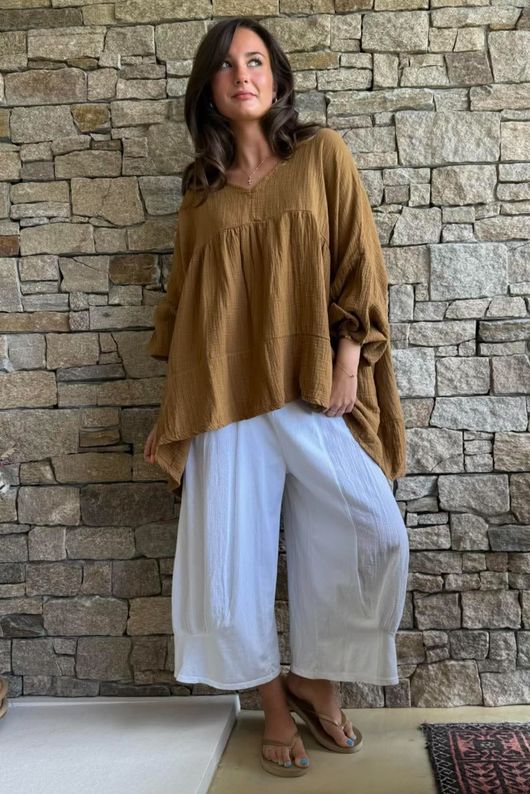 Suri Cushion Cotton Artist Smock Hazelnut